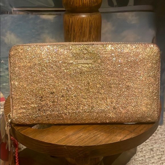 kate spade | Bags | Kate Spade Rose Gold Glitter Wallet | Poshmark